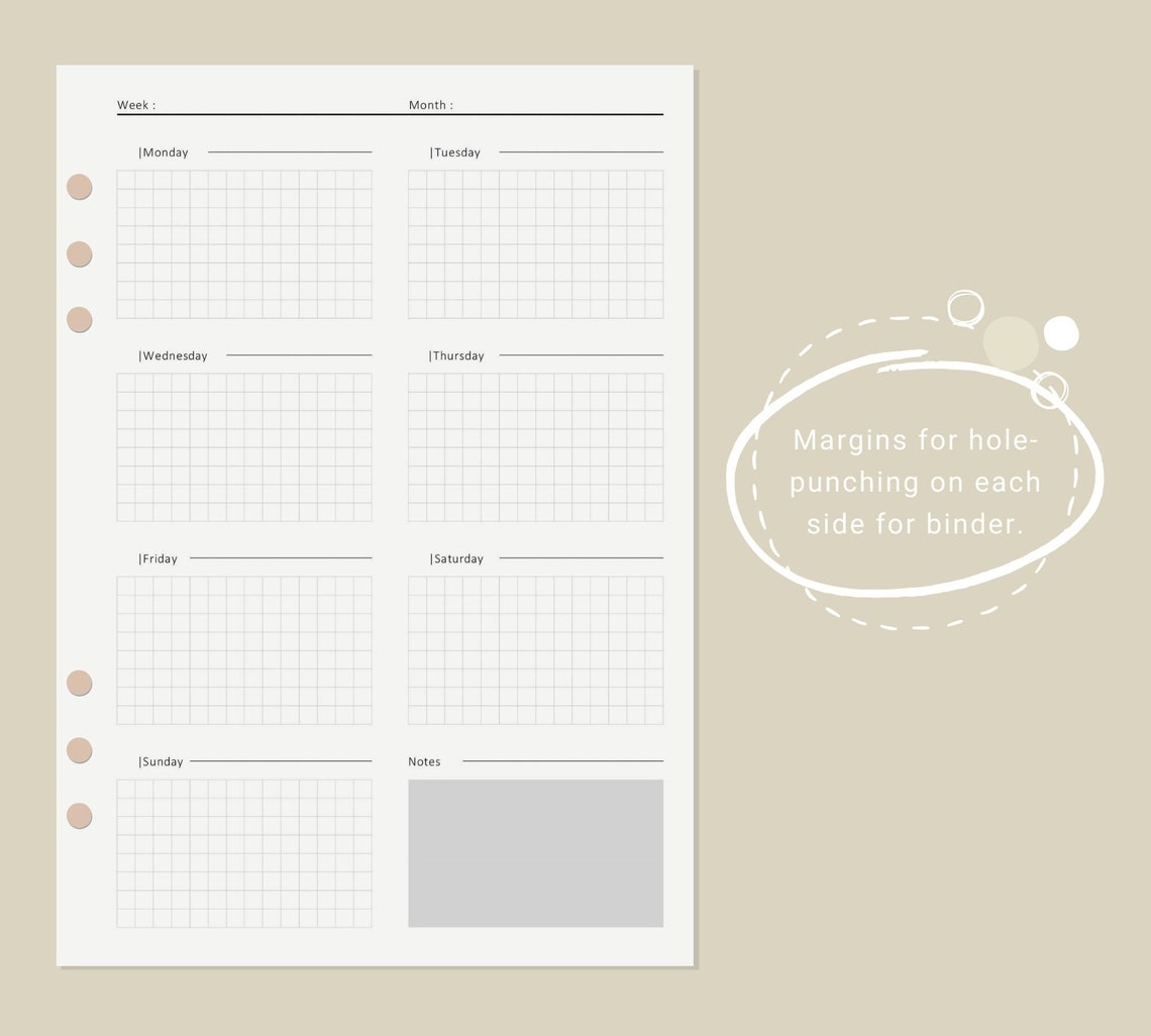 Weekly Planner Printable Weekly Planner Template A5 A4 B5 - Etsy