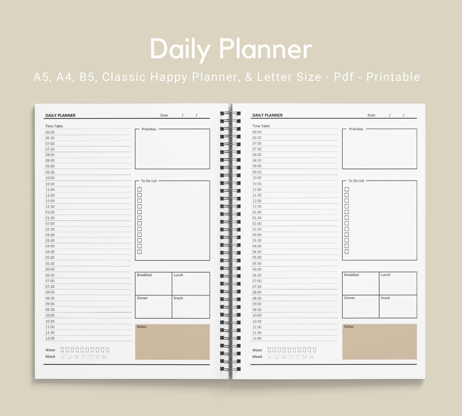 Daily planner printable Hourly schedule printable Hourly | Etsy