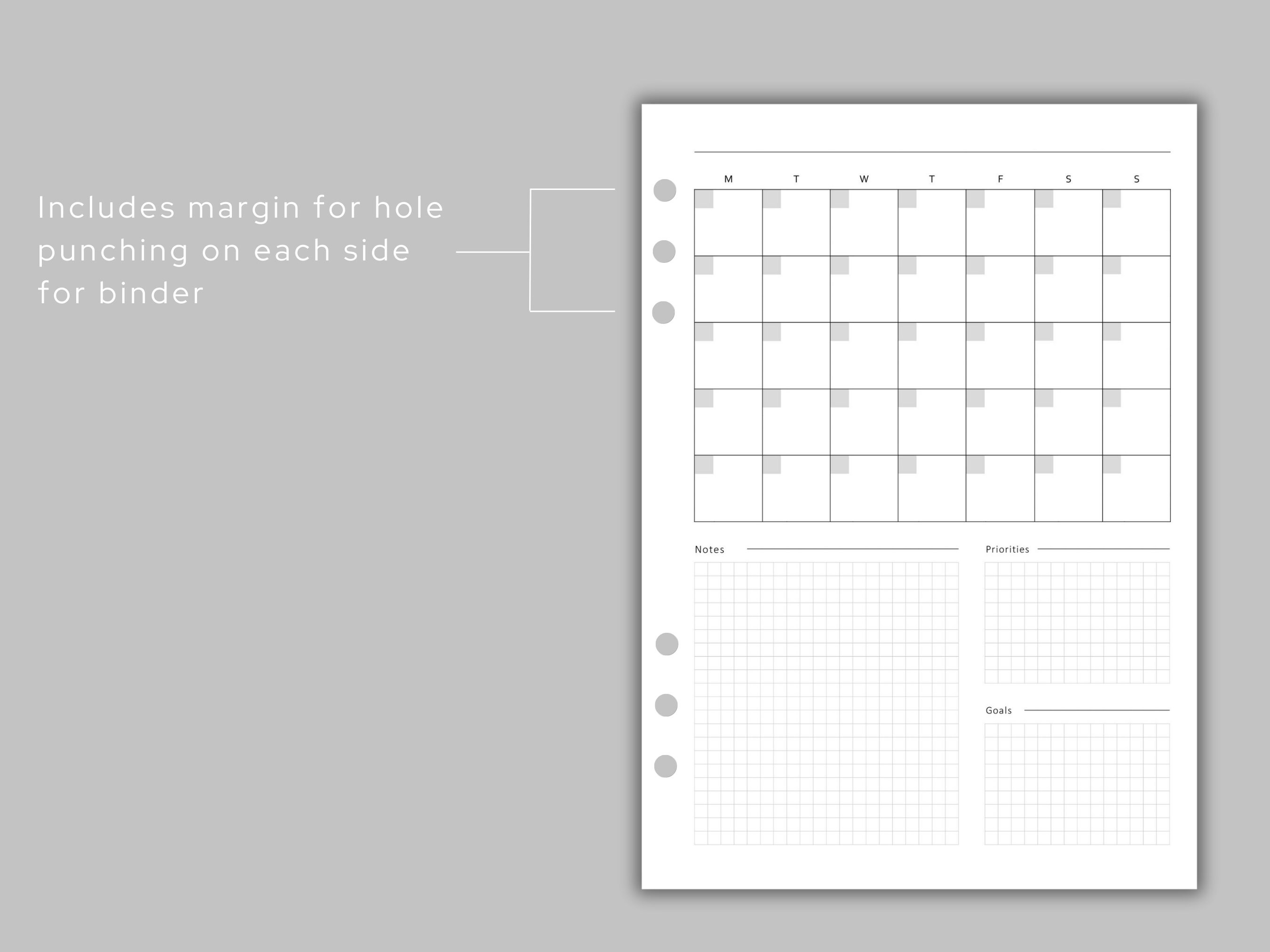 Monthly Planner Printable, Monthly Planner Template, A5, A4, B5 ...