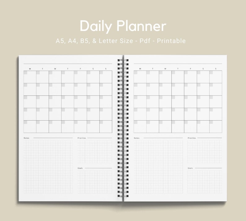 Monthly Planner Printable Monthly Planner Template A5 A4 | Etsy