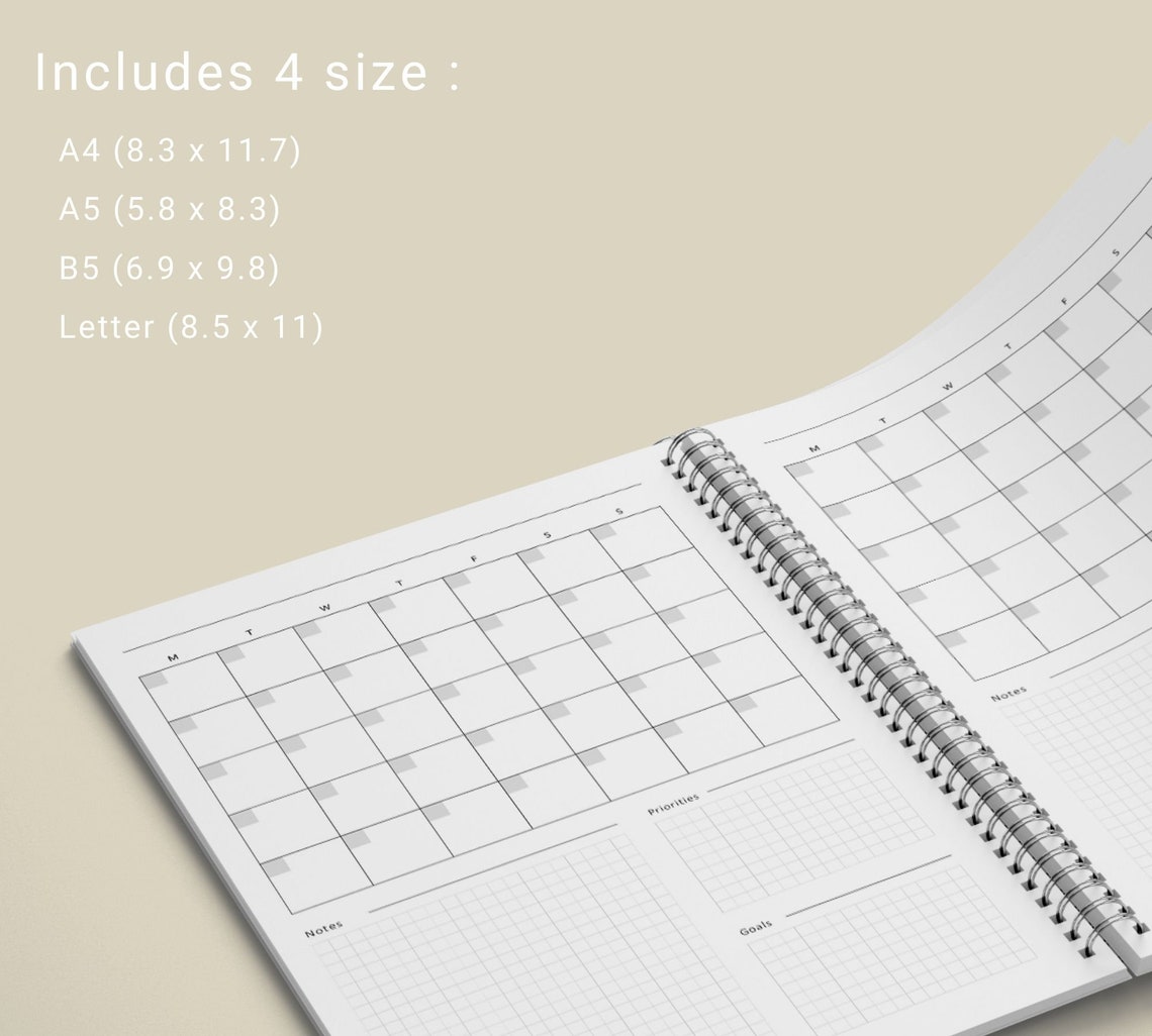 Monthly Planner Printable Monthly Planner Template A5 A4 | Etsy