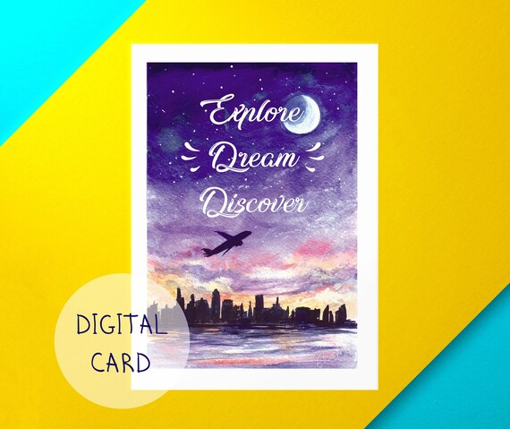 Explore Dream Discover Motivation Poster Digital Card | Etsy