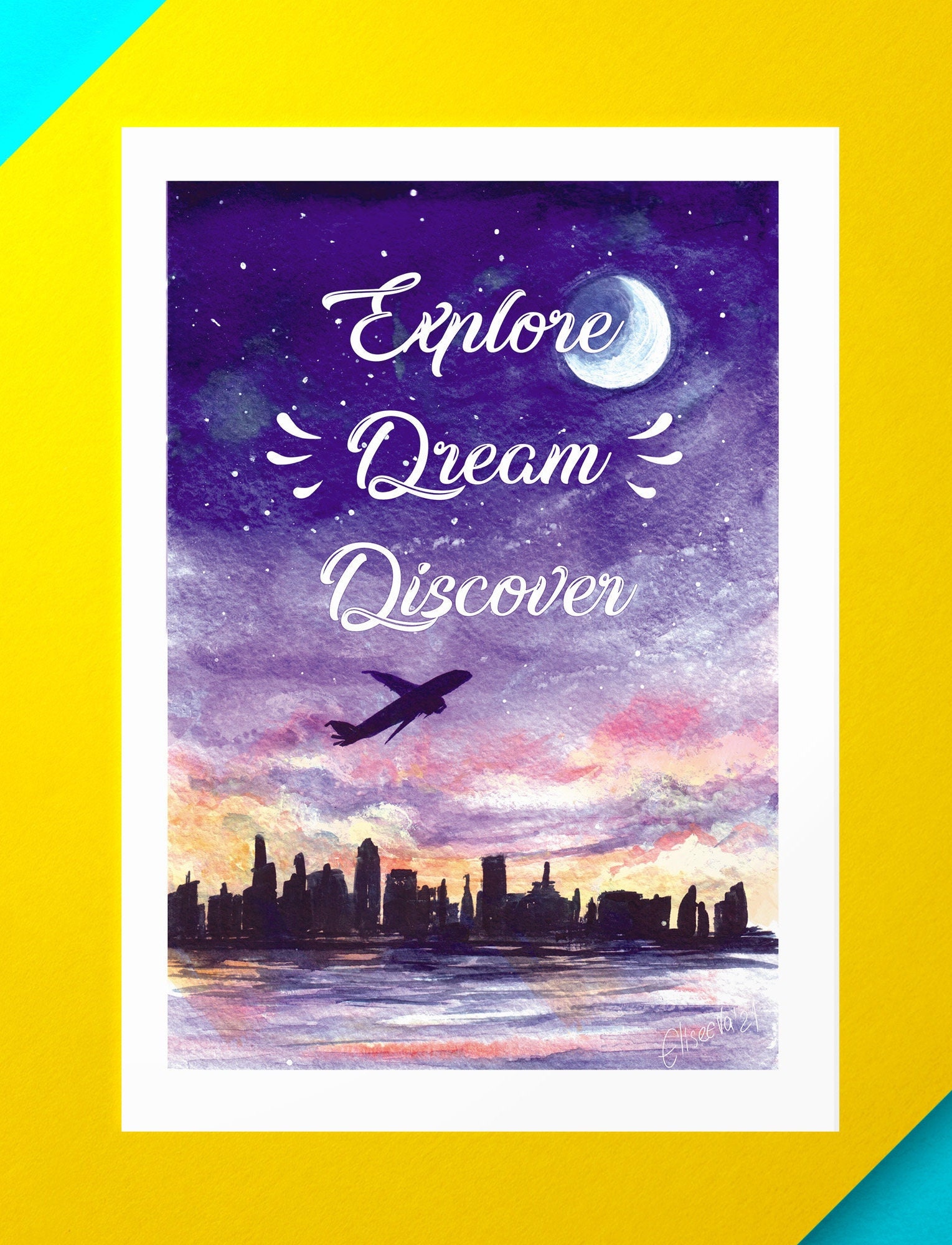 Explore Dream Discover| Motivation Poster| Digital Card| Ukrainian Shop ...