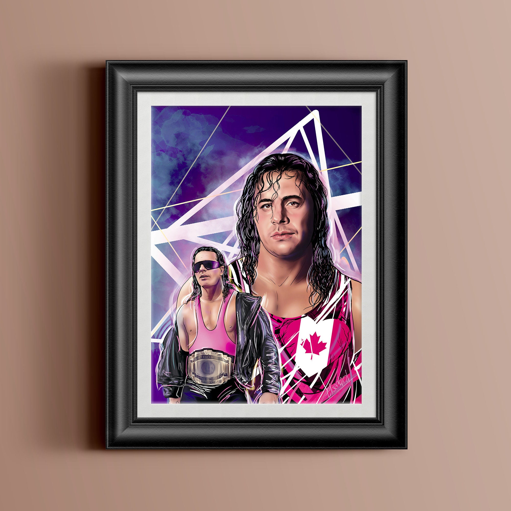 Bret Hart Wall Print Wrestler Fan Art Hitman Illustration Painting - Etsy