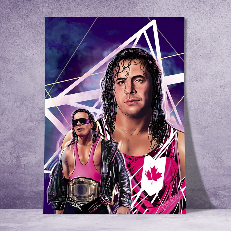 Bret Hart Wall Print| Wrestler Fan Art| Hitman Illustration Painting - Etsy