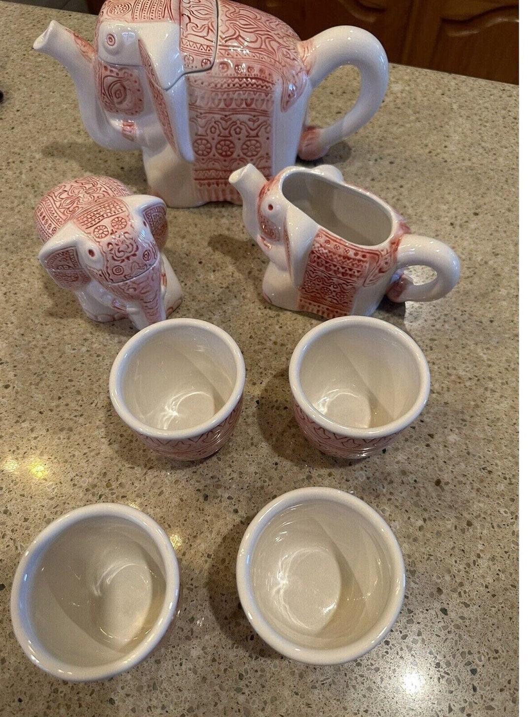 World Market 9 Piece Elephant Tea Set Rare 1980's Pink and White - Etsy