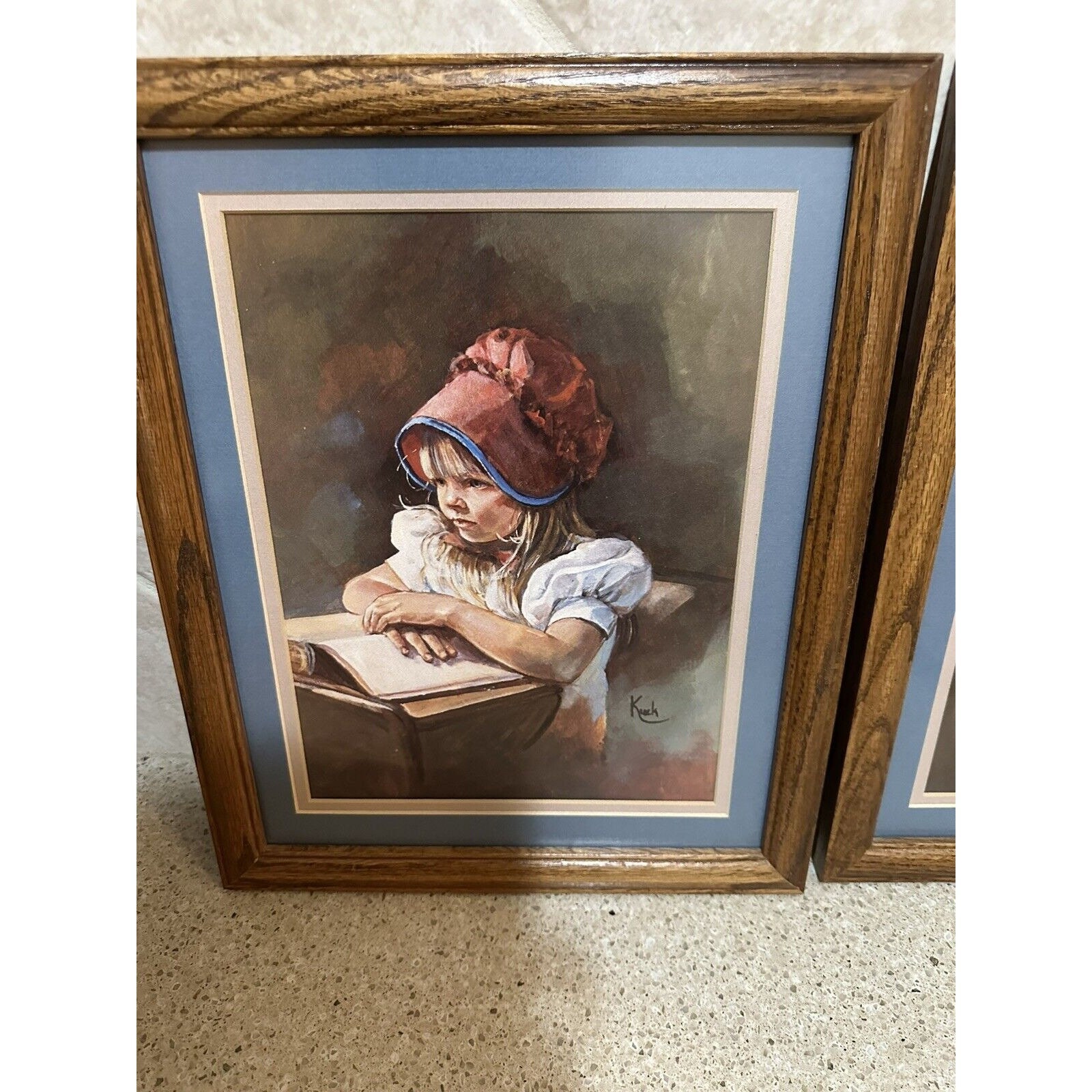 Sandra Kuck Vintage Framed Print Amish School Boy and Girl Lot of Two 1980's - Etsy