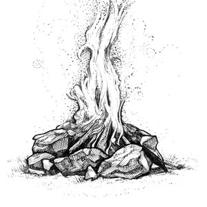 Campfire / 5"x7" Art Print of Original Ink Drawing - Etsy