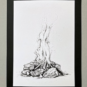 Campfire / 5"x7" Art Print of Original Ink Drawing - Etsy