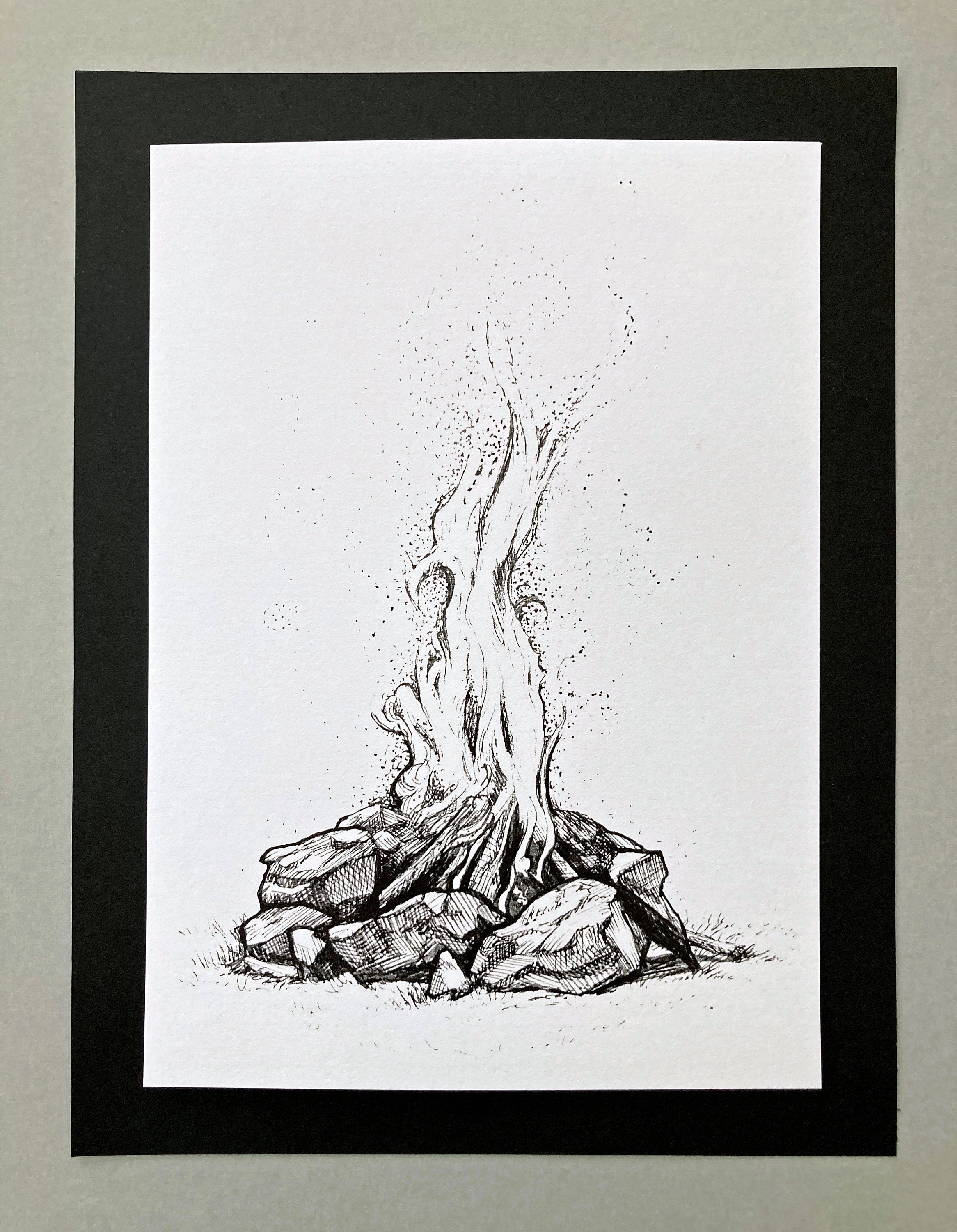 Campfire / 5"x7" Art Print of Original Ink Drawing - Etsy