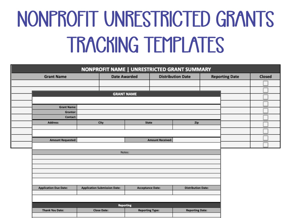 Nonprofit Unrestricted Grant Tracker | Google Sheets Spreadsheet ...