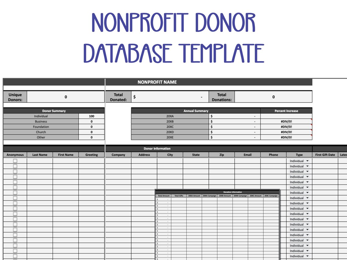 Nonprofit Donor Database | Google Sheets Template Download for Donor Management for Nonprofits ...