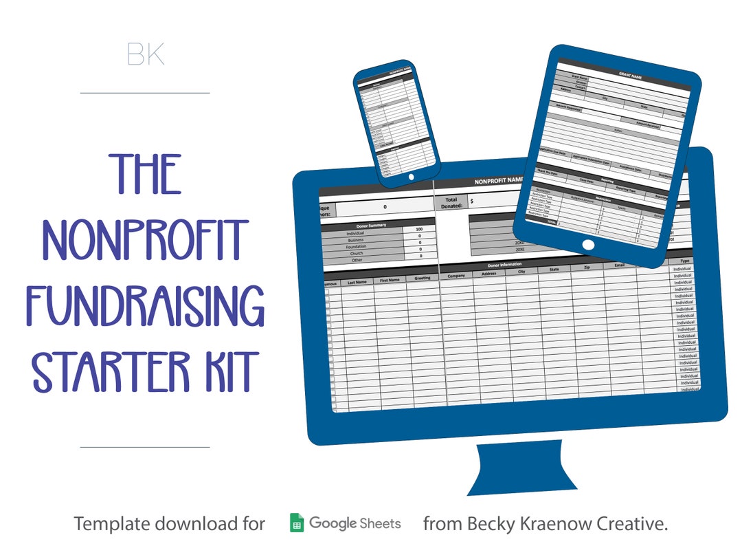 The Nonprofit Fundraising Starter Kit - Google Sheets Spreadsheet Instant Download - Etsy