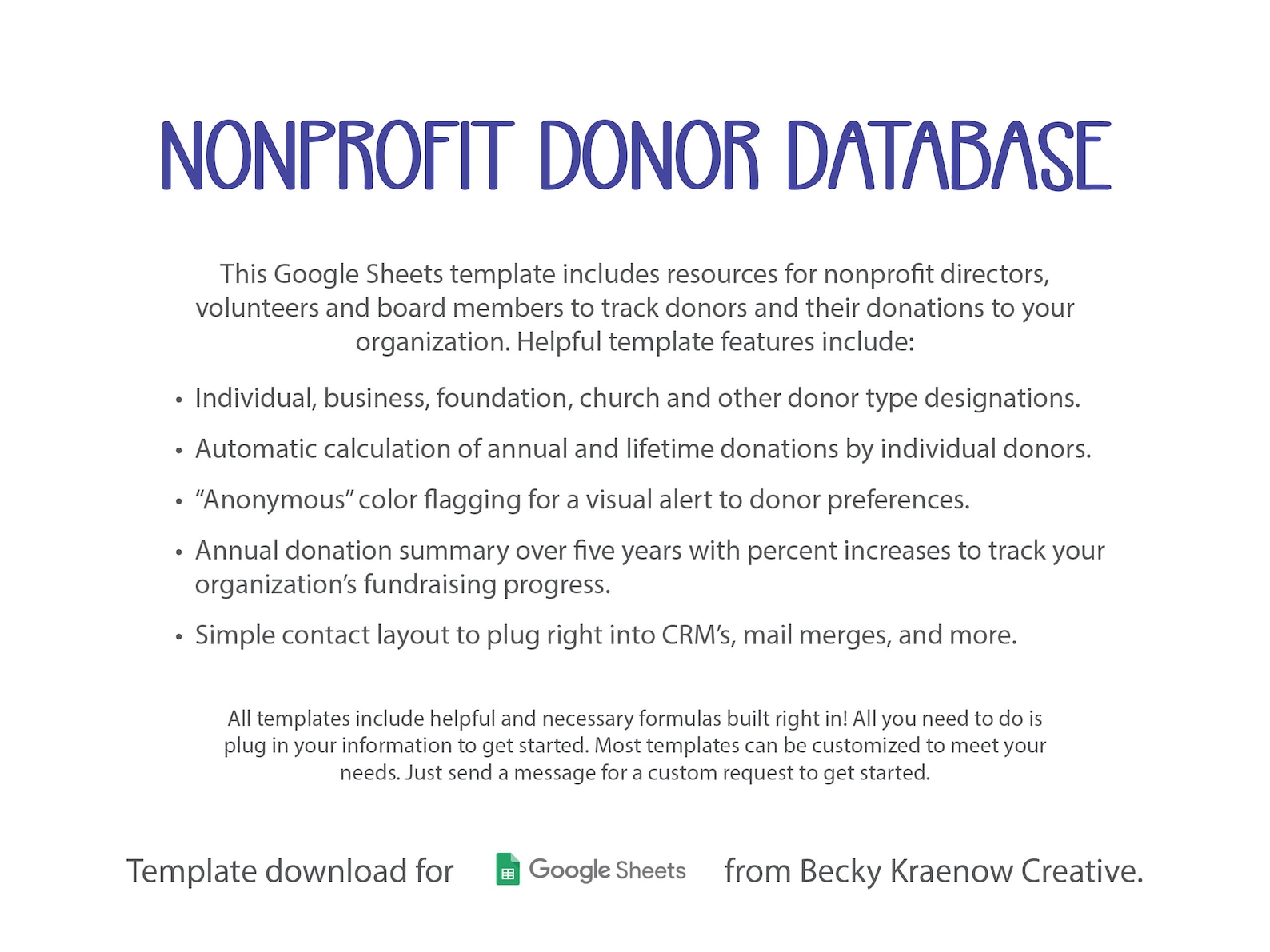 Nonprofit Donor Database | Google Sheets Template Download for Donor ...