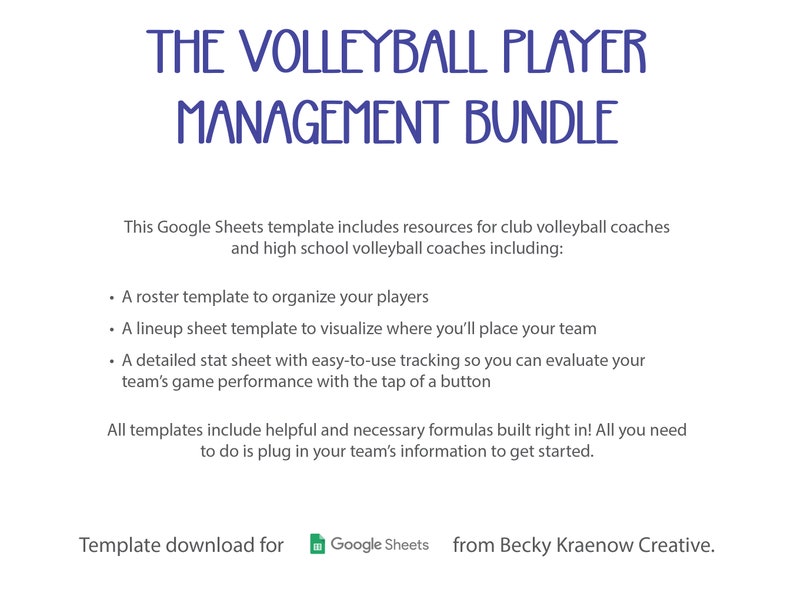 The Volleyball Player Management Bundle | Google Sheets Spreadsheet ...