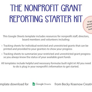 The Nonprofit Grant Reporting Starter Kit | Google Sheets Spreadsheet ...