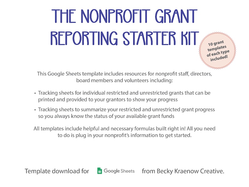 The Nonprofit Grant Reporting Starter Kit | Google Sheets Spreadsheet ...