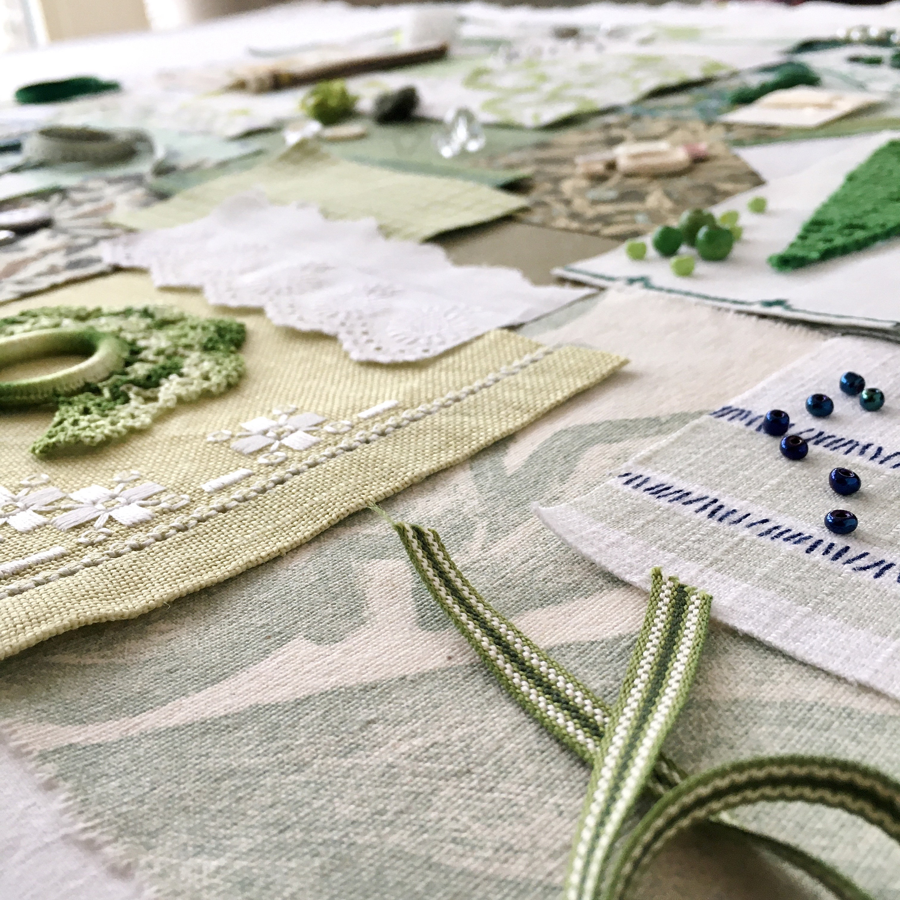 Green Slow Stitching Fabric Scraps Bundle, Slow Stitch Kit, Fabric for ...