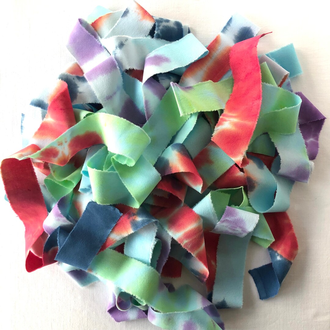 Rag Rug Sheet Yarn, Boho Tie Dye Pastel Fabric Strips, Repurposed ...