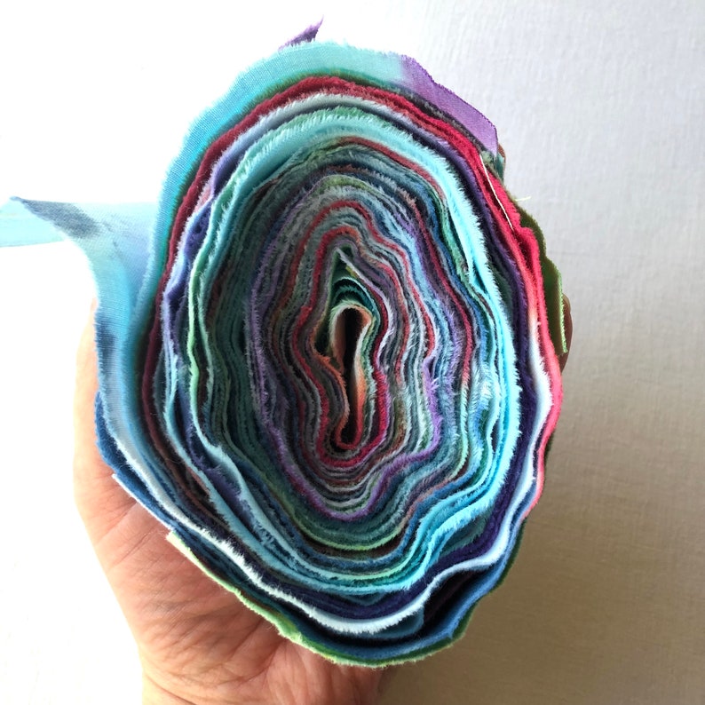 Rag Rug Sheet Yarn, Boho Tie Dye Pastel Fabric Strips, Repurposed ...