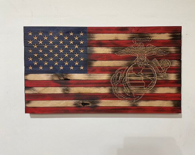 Rustic & Colored Marine Corp Service Flag (20"x11") - Etsy