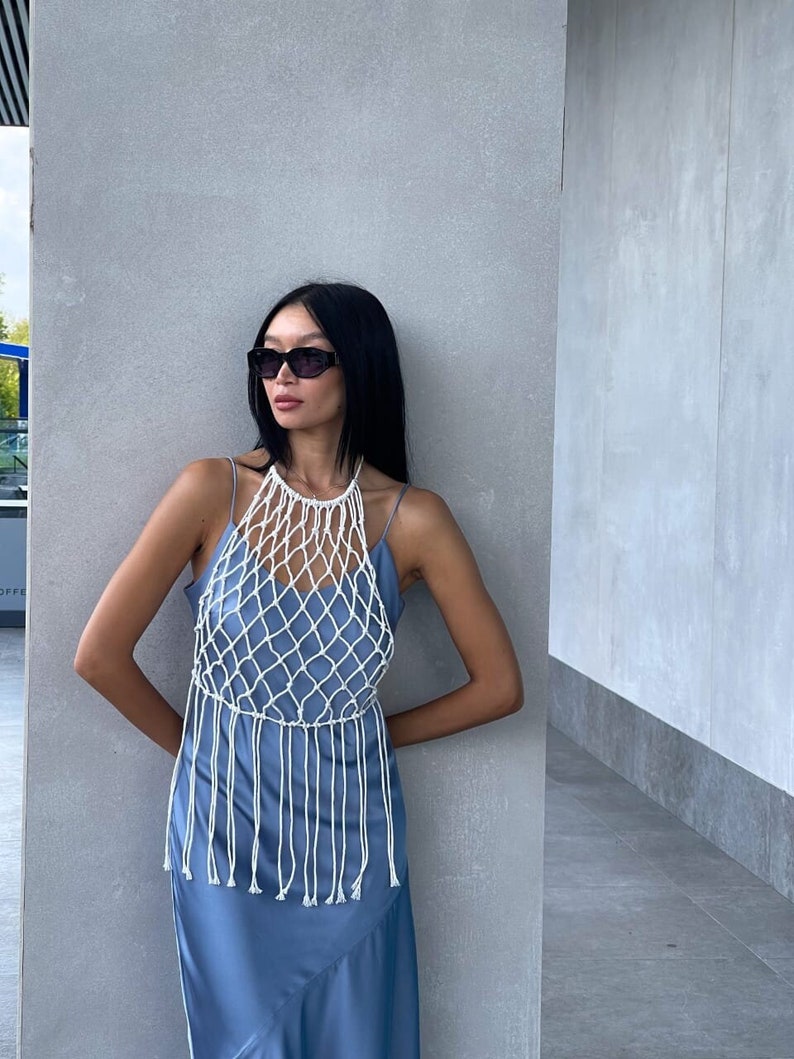 Macrame Fishnet Mesh Top Bikini Croptop Rave Party Outfits - Etsy