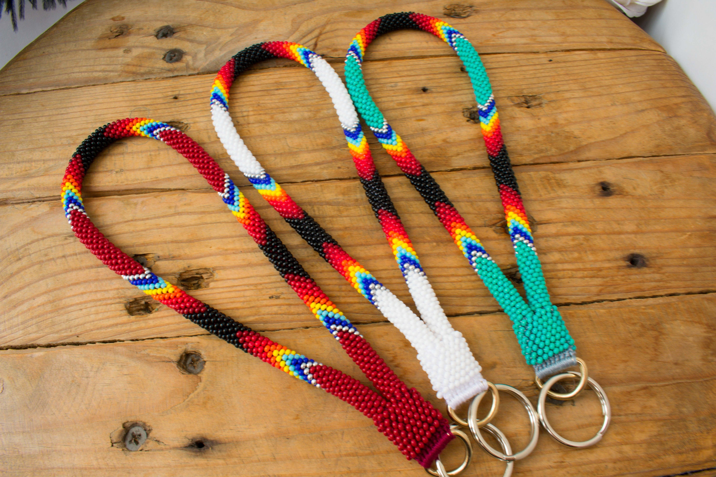 Native American Style Beaded Lanyard Bracelet for Keys Short - Etsy