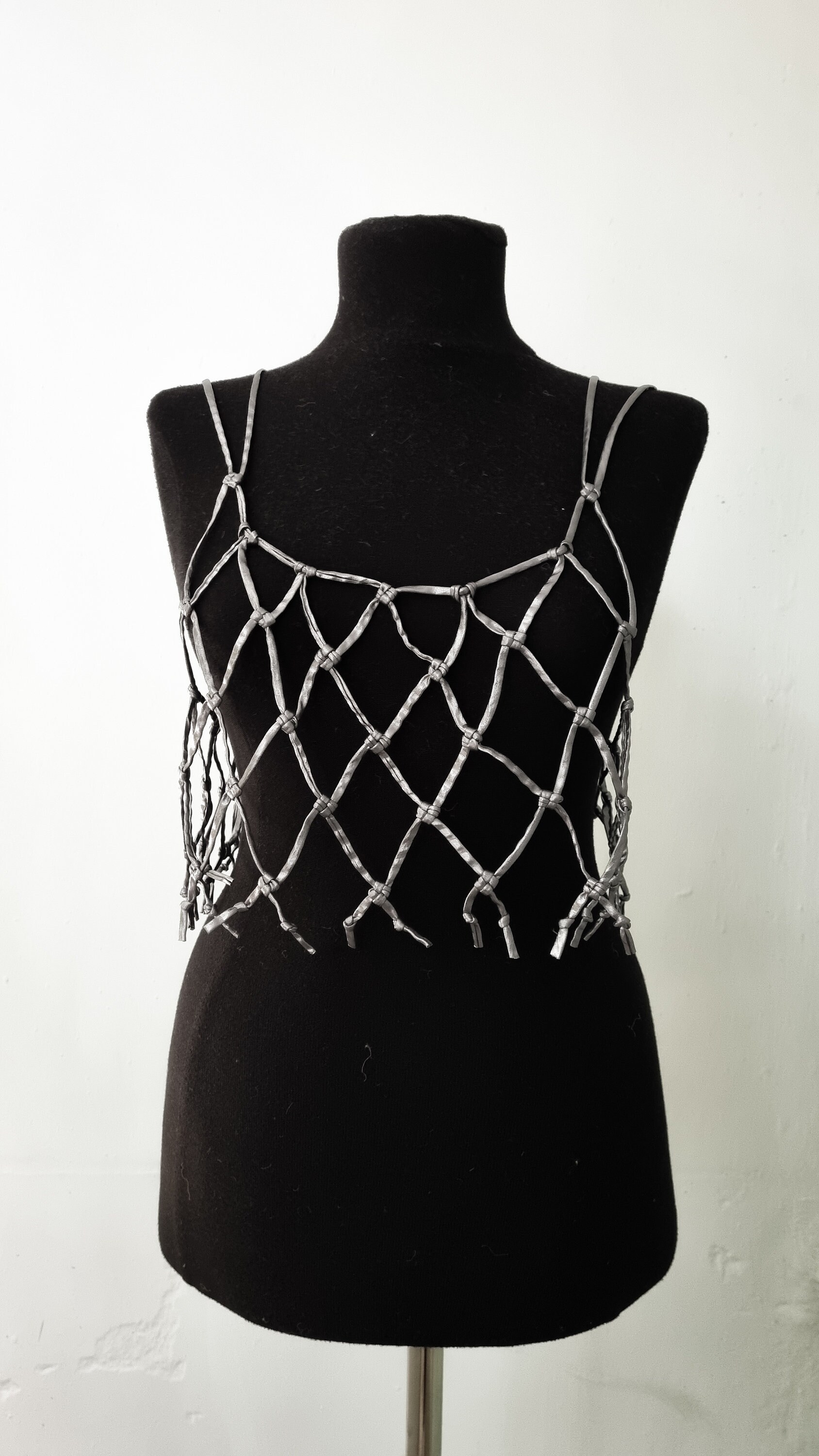 Boho Macrame Top Silver Swim Suit Cover up Festival Outfit Bathing Suit ...