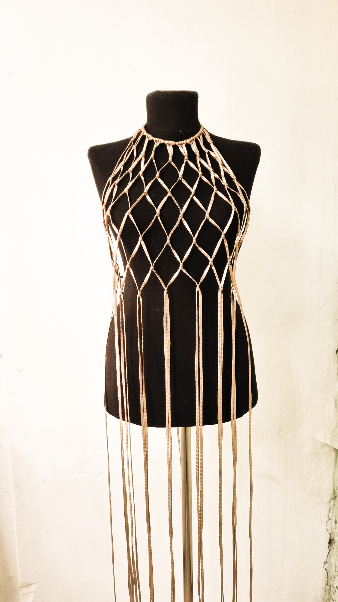 Gold and Shine Macrame Fishnet Top Macrame Beach Wear Bikini Cover up ...