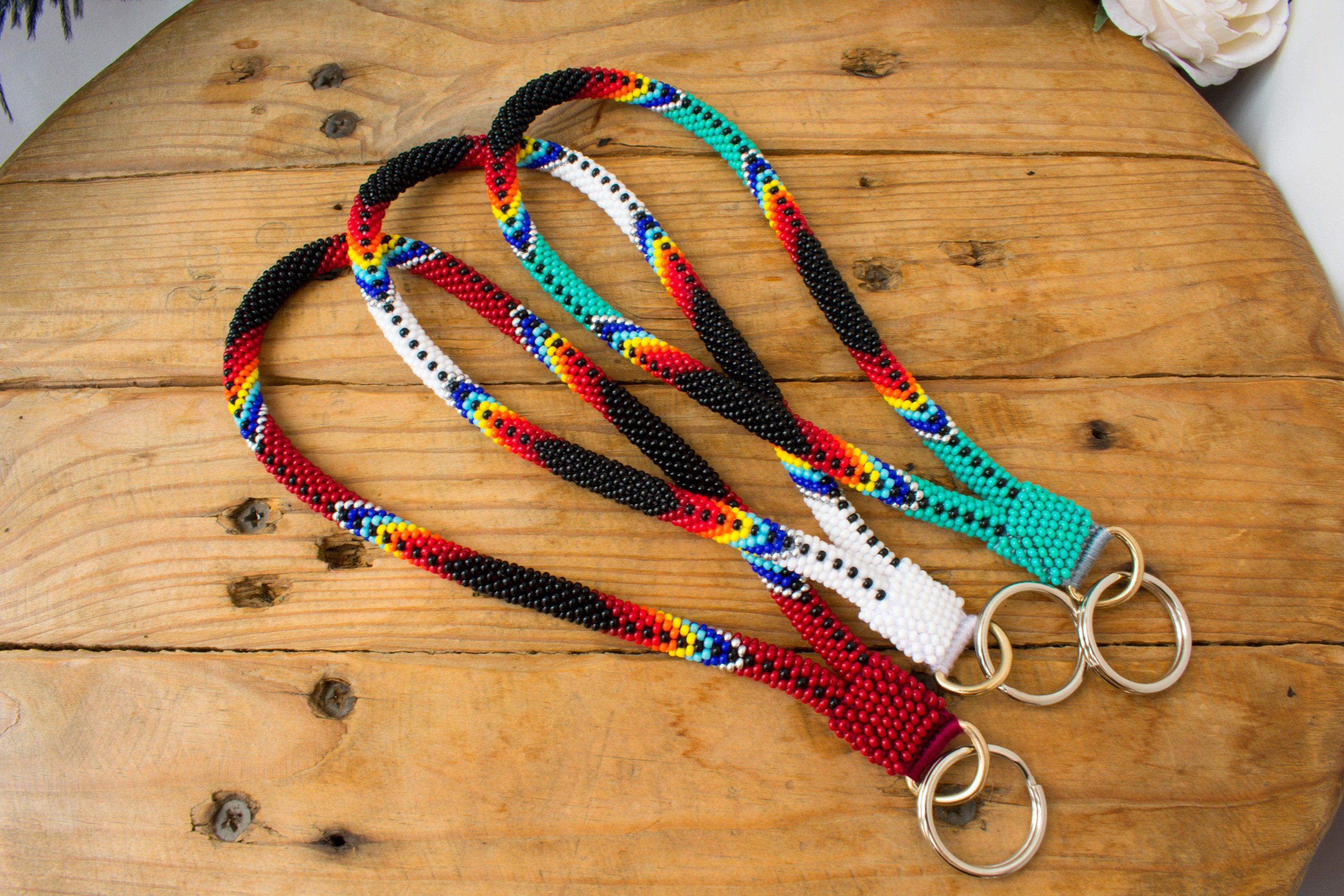 Native American Style Beaded Lanyard Bracelet for Keys Short - Etsy