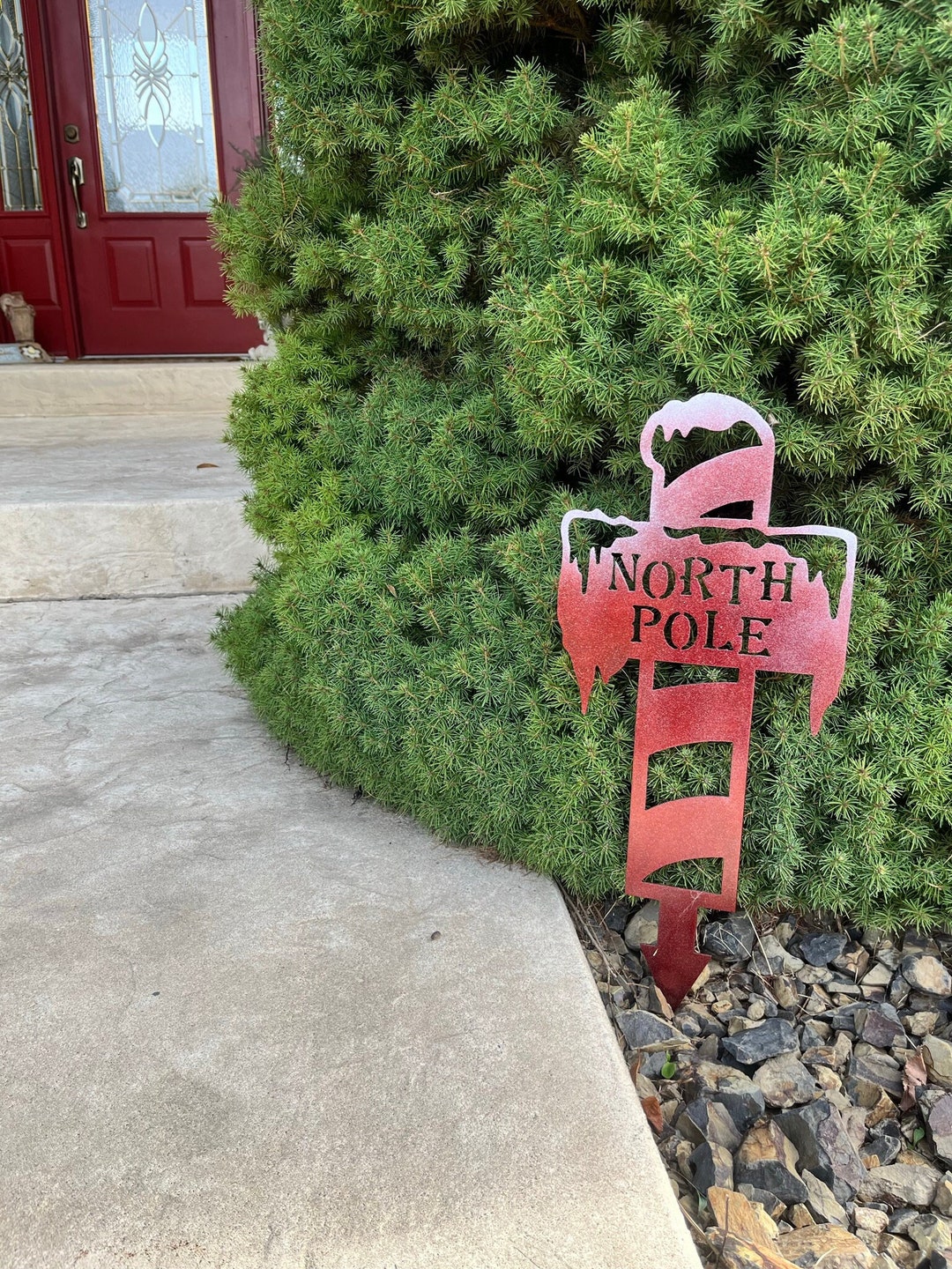 North Pole Metal Sign, Christmas Yard Art, Outdoor Metal Sign for ...
