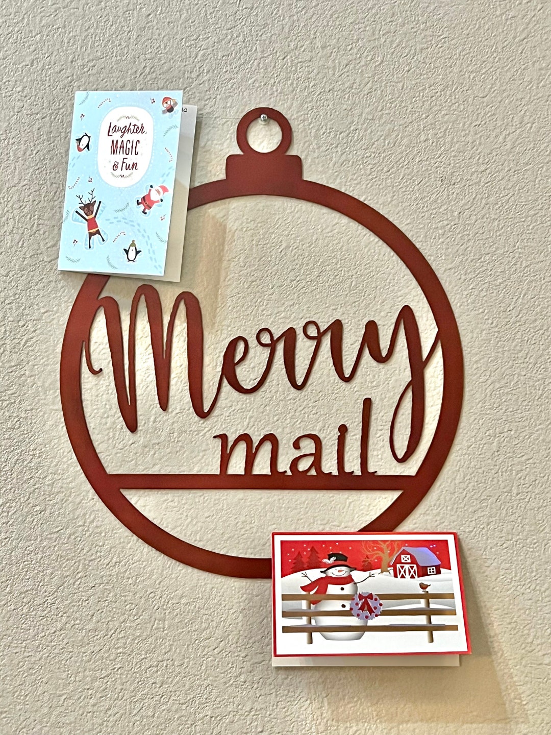 Christmas Card Holder, Merry Mail Metal Card Holder, Card Display Metal ...