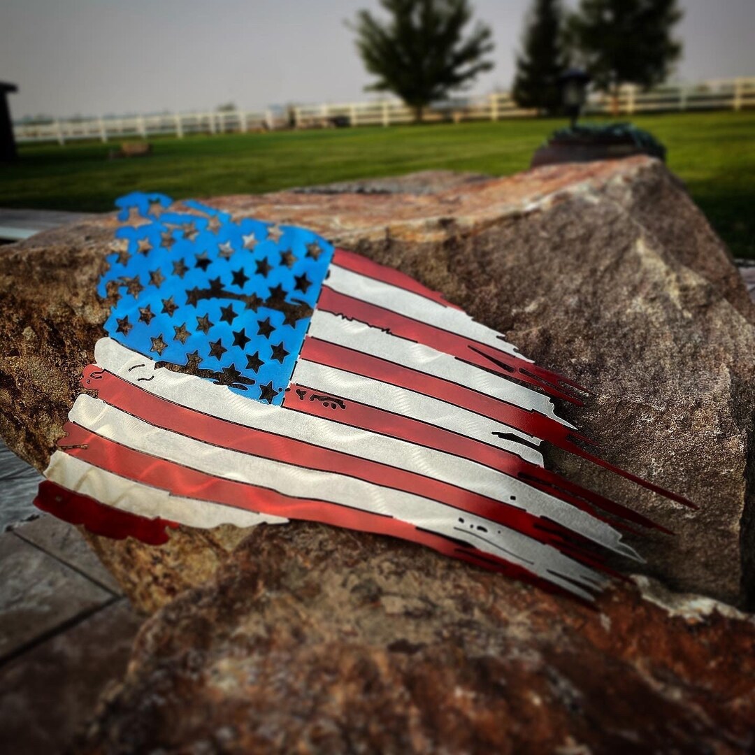 Metal American Flag Wall Art, USA Flag Metal Sign, Patriotic Metal Wall ...