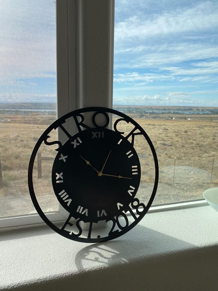 Personalized Clock Wall Art, Metal Wall Clock, Family Name Clock Metal ...