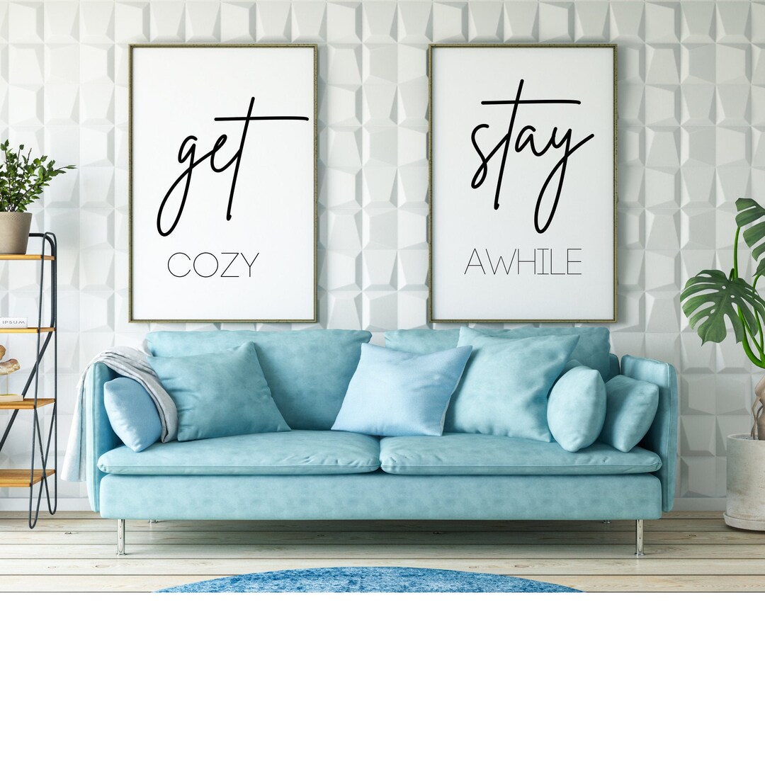 Get Cozy Stay Awhile Printable Art Set of 2 Prints Guest Room - Etsy UK