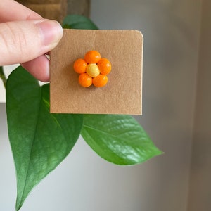 Orange Flower Pin // Handmade Clay Pin Cute Clay Pin Polymer | Etsy