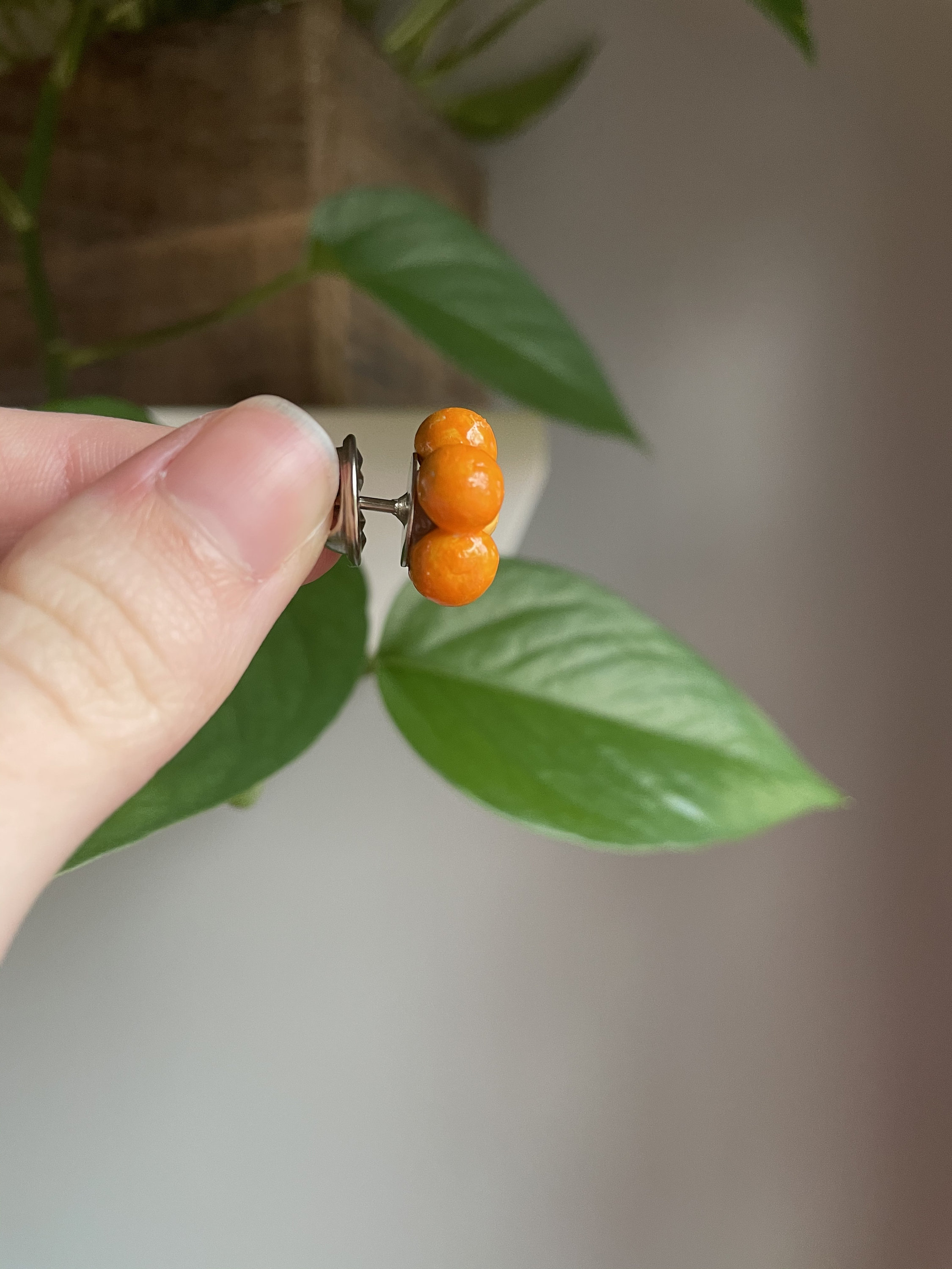 Orange Flower Pin // Handmade Clay Pin Cute Clay Pin Polymer | Etsy