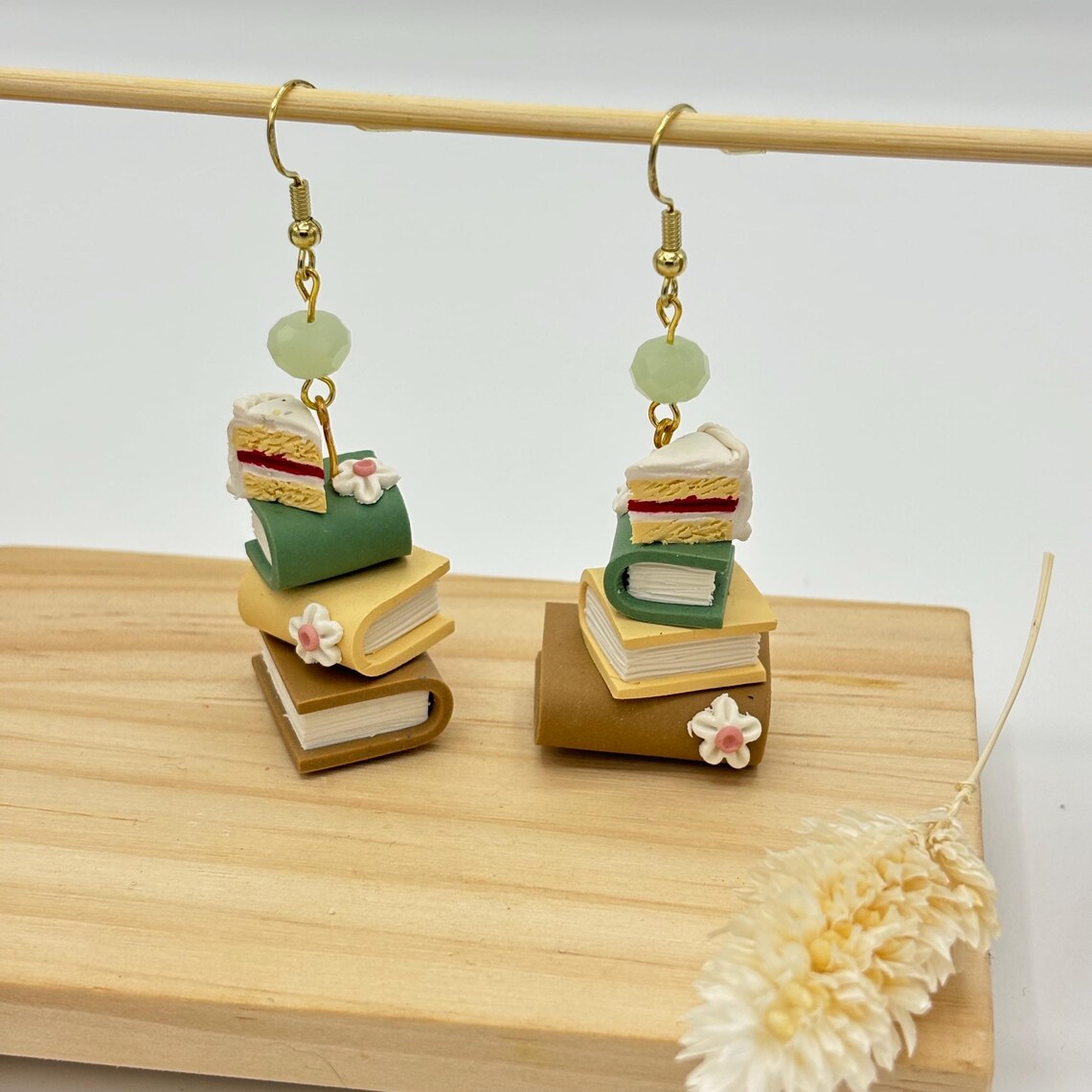 Bookstack Dangles Mini Book Jewellery Library Bookworm Clay Earrings ...