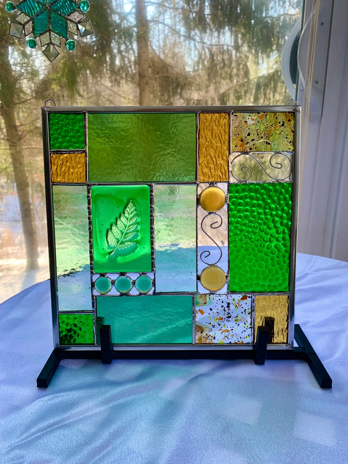 Green Fern Fused Glass Stained Glass - Etsy