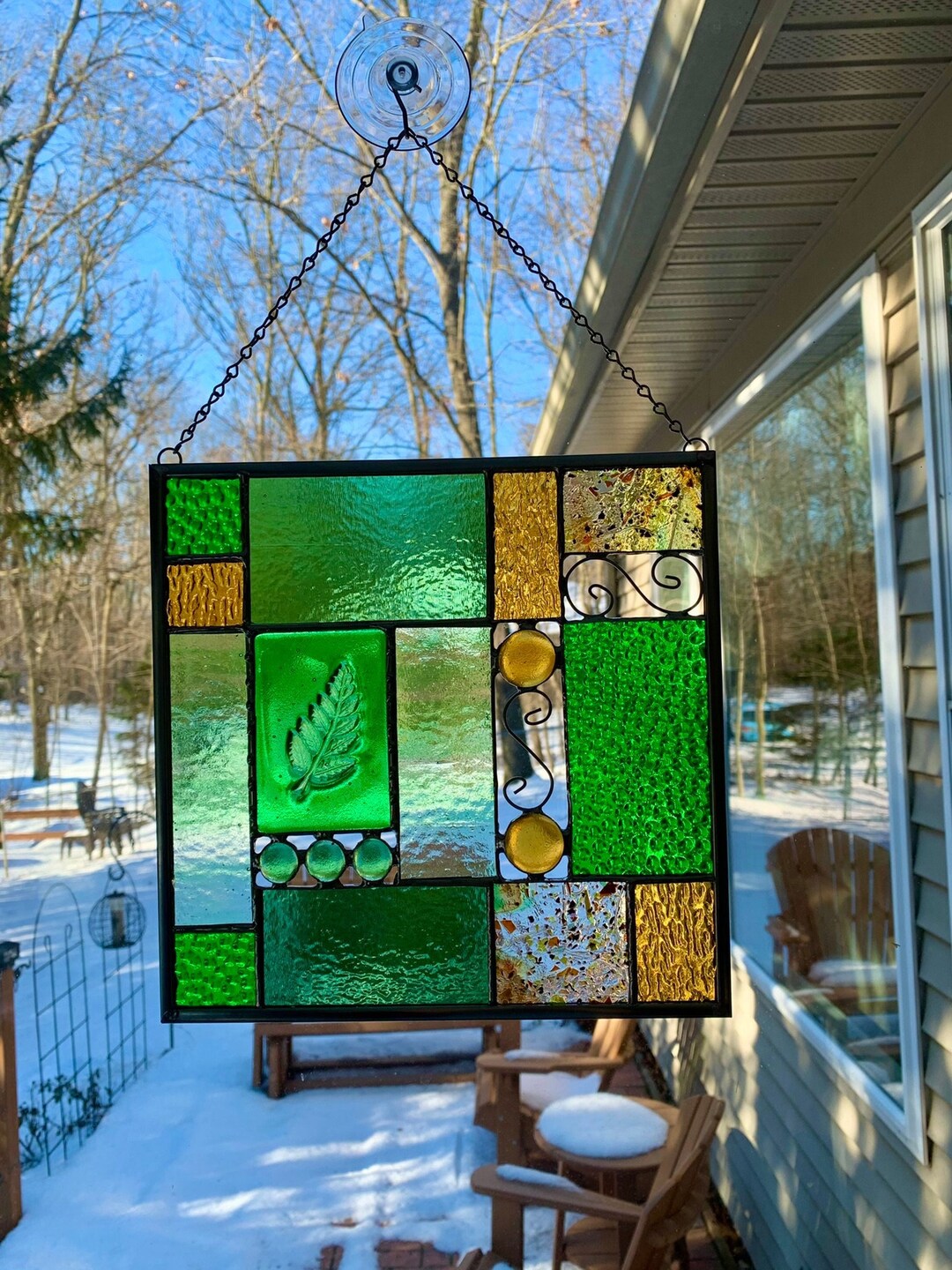Green Fern Fused Glass Stained Glass - Etsy