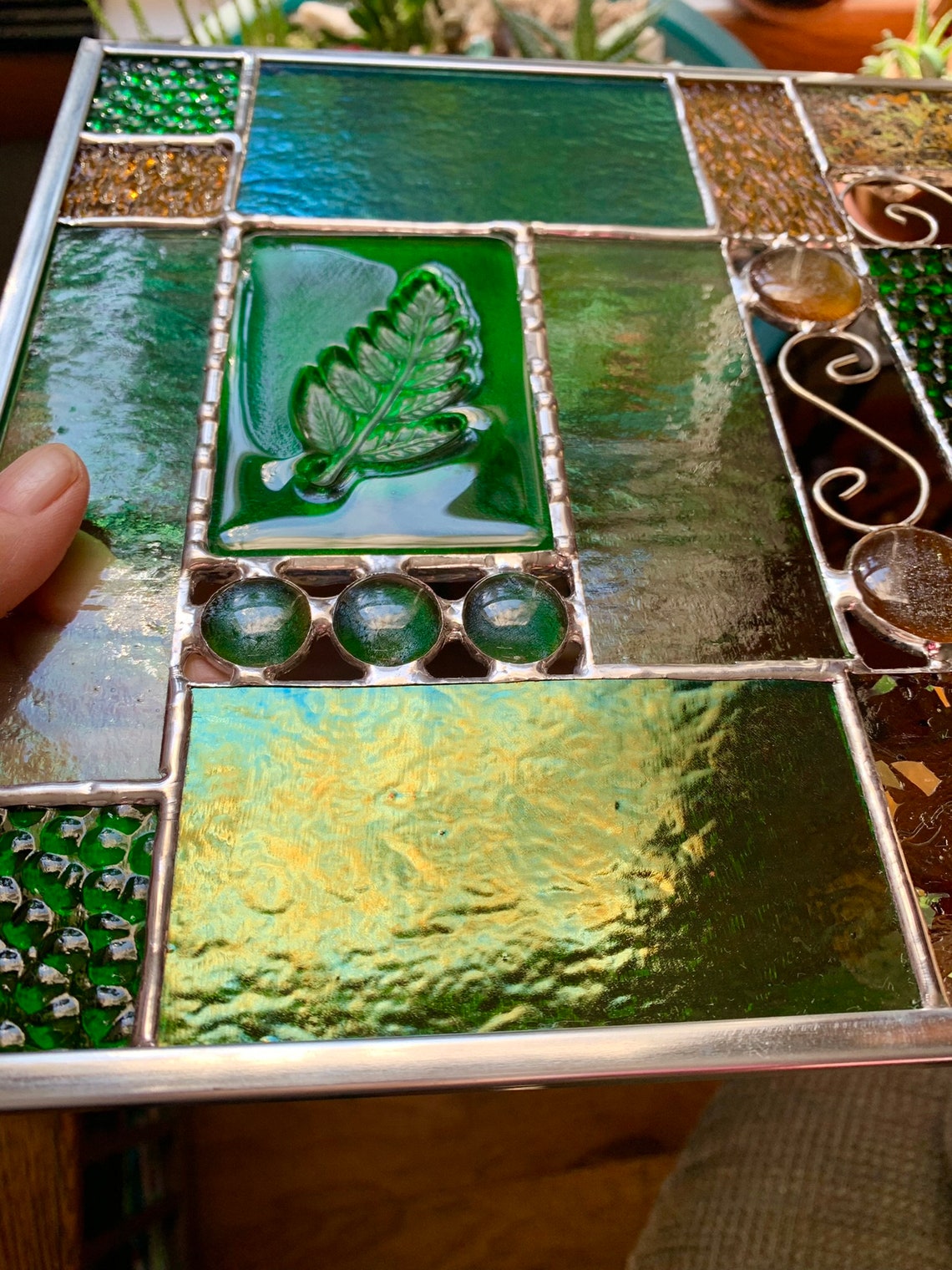 Green Fern Fused Glass Stained Glass - Etsy