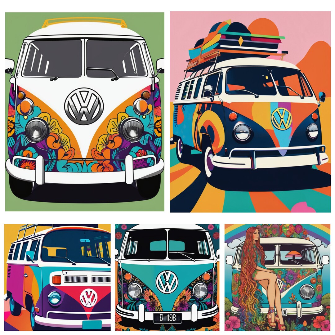 Kombi Van Poster Set of 5 Png - Etsy