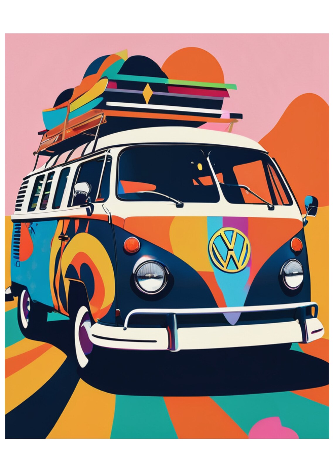 Kombi Van Poster Set of 5 Png - Etsy