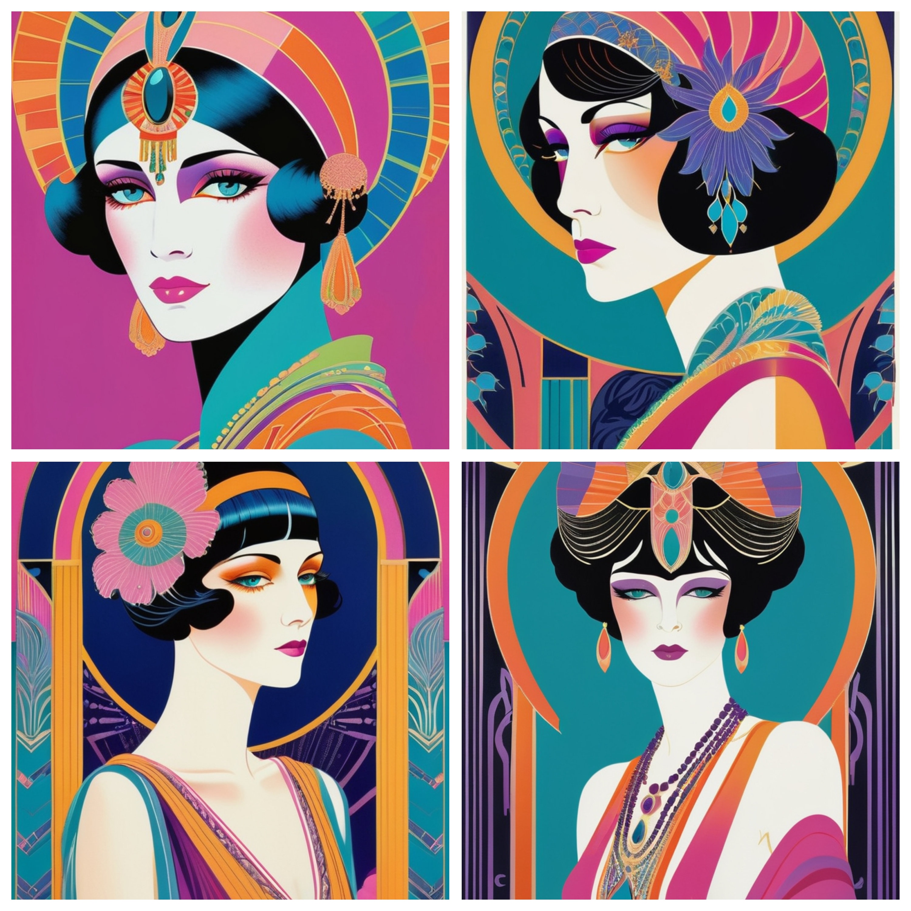 Art Deco Wall Art Set of 4 Wall Art Gift - Etsy
