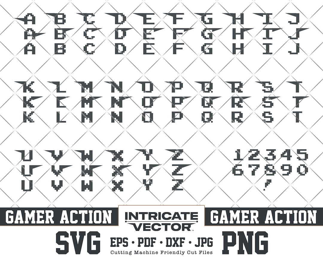 Gamer Action Text SVG, 8-bit Retro Video Games | Cricut, Silhouette ...