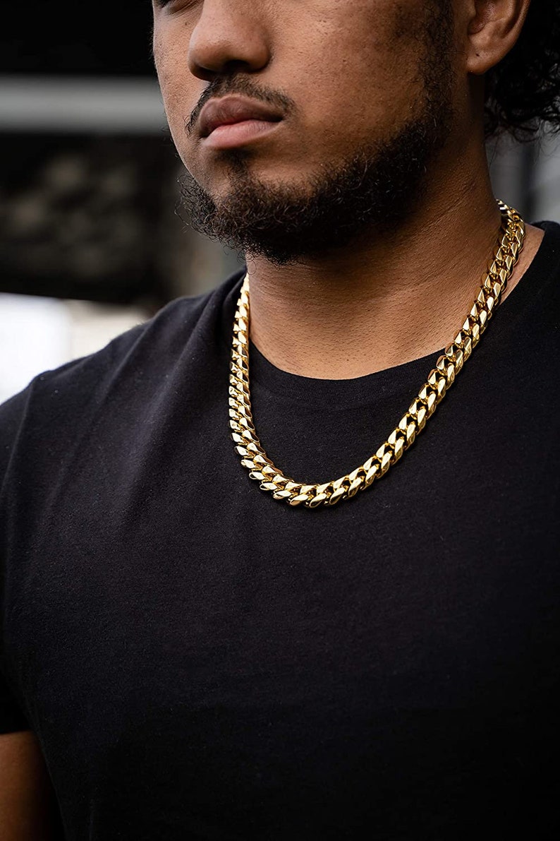 14ct 9MM Gold Cuban Link Chain Necklace for Men/women Real 9MM - Etsy