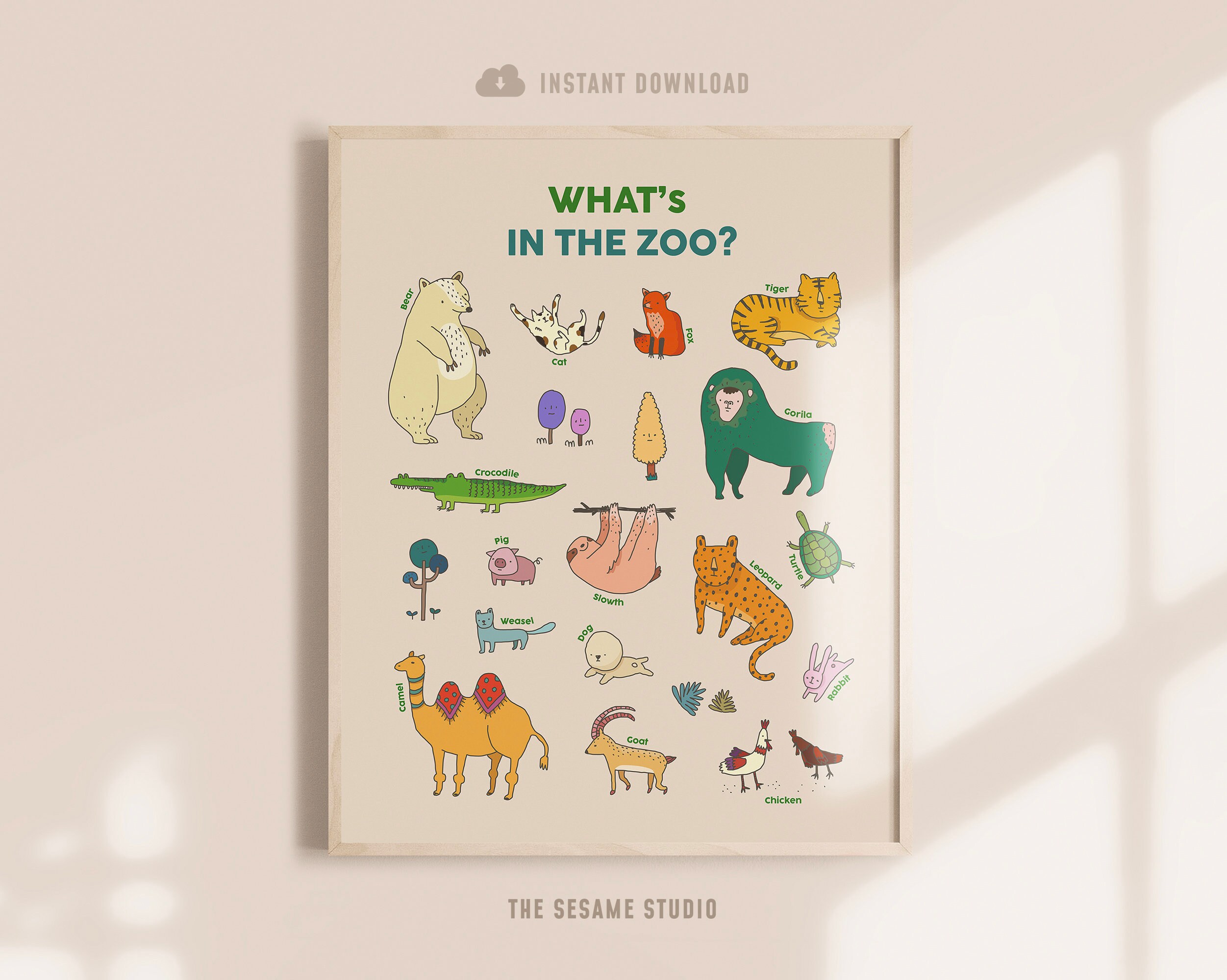 Animal Printable Poster, Safari Animal Poster, Kids Safari Poster ...