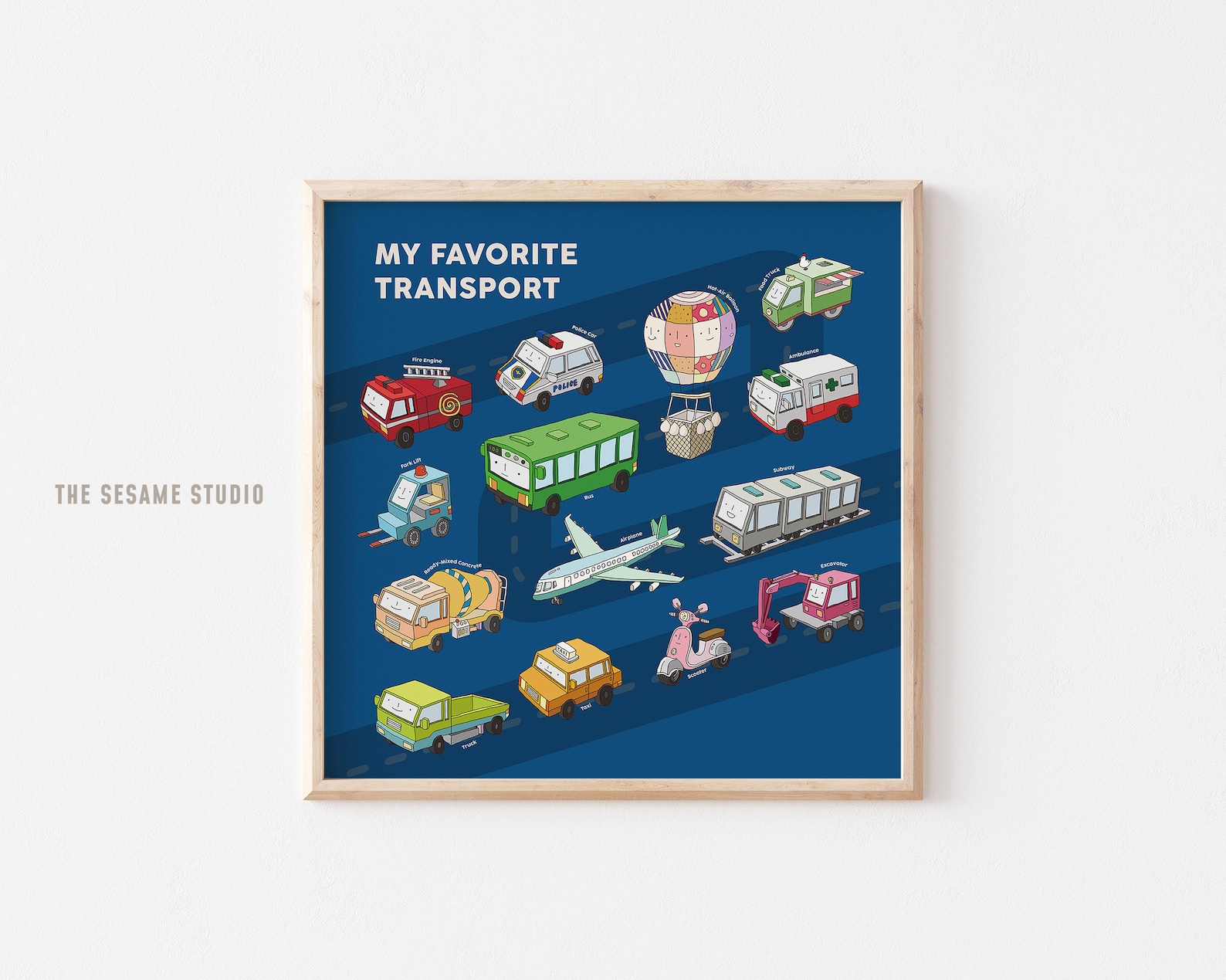 Printable Transportation Poster, Vehicle Wall Art, Educational Car ...