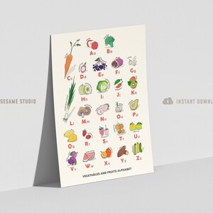 Printable Alphabet With Fruits & Vegetables, Educational Alphabet ...