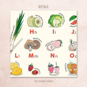 Printable Alphabet With Fruits & Vegetables, Educational Alphabet ...